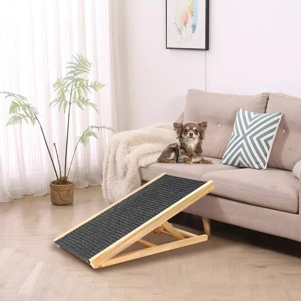 Adjustable Pet Dog Ramp Freestanding Cat Dog Wood Steps Ladder Portable ...